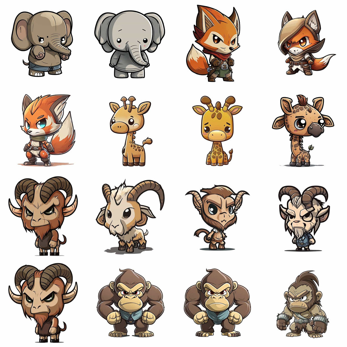 117 Adorable Chibi Animal Illustrations with Transparent Backgrounds
