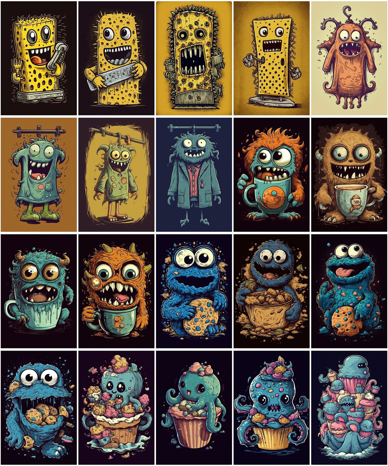 140+ Whimsical Funny Monster Designs Bundle – Ideal for T-Shirts, Wall