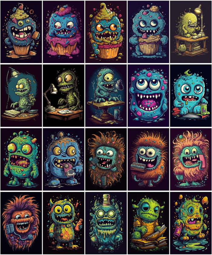 140+ Whimsical Funny Monster Designs Bundle – Ideal for T-Shirts, Wall