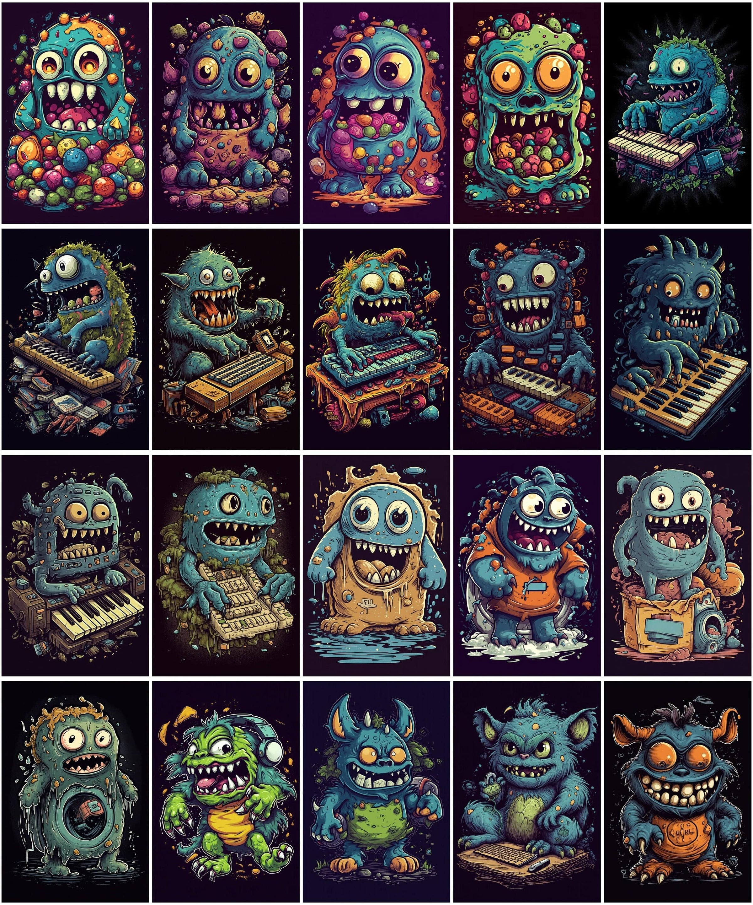140+ Whimsical Funny Monster Designs Bundle – Ideal for T-Shirts, Wall