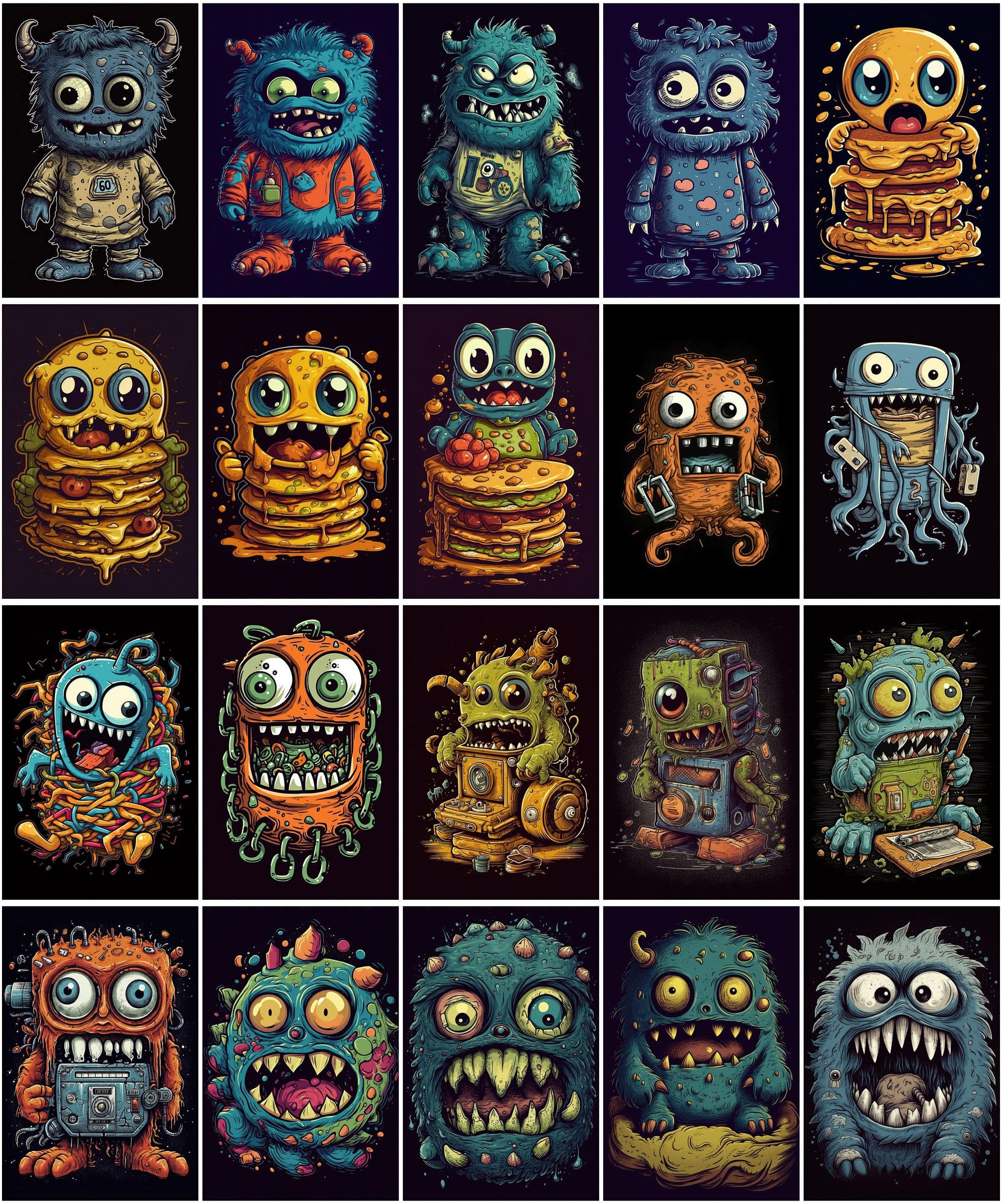 140+ Whimsical Funny Monster Designs Bundle – Ideal for T-Shirts, Wall