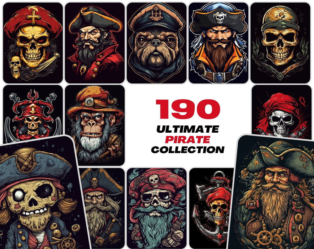190 Commercial-Use Graphics: High-Resolution Pirates & Skulls | Pirate ...