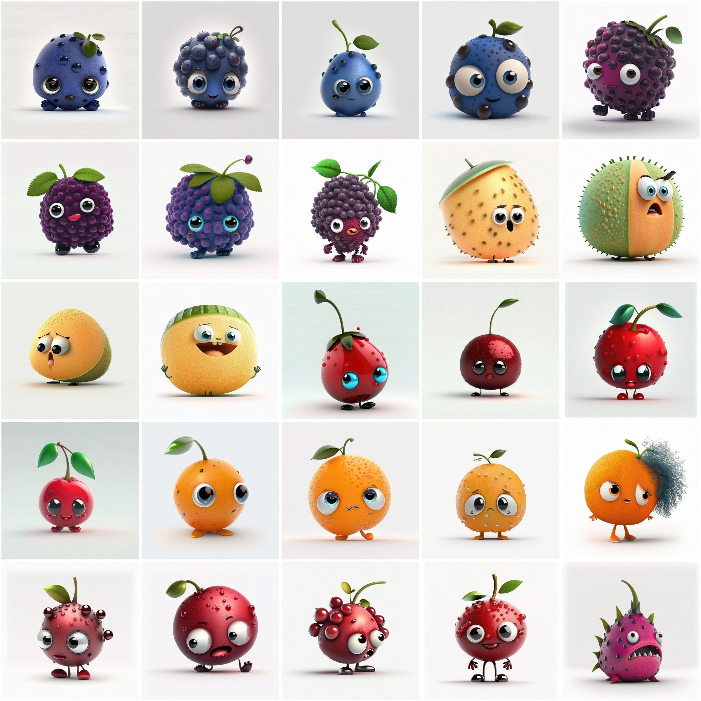 190 Funny Fruit Images Bundle, PNGs with Transparent Background for So