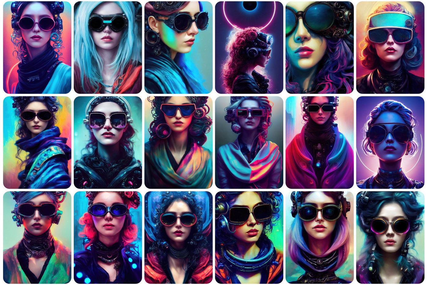 250 Printable Futuristic Cyber Woman Images - Perfect for Graphic Desi