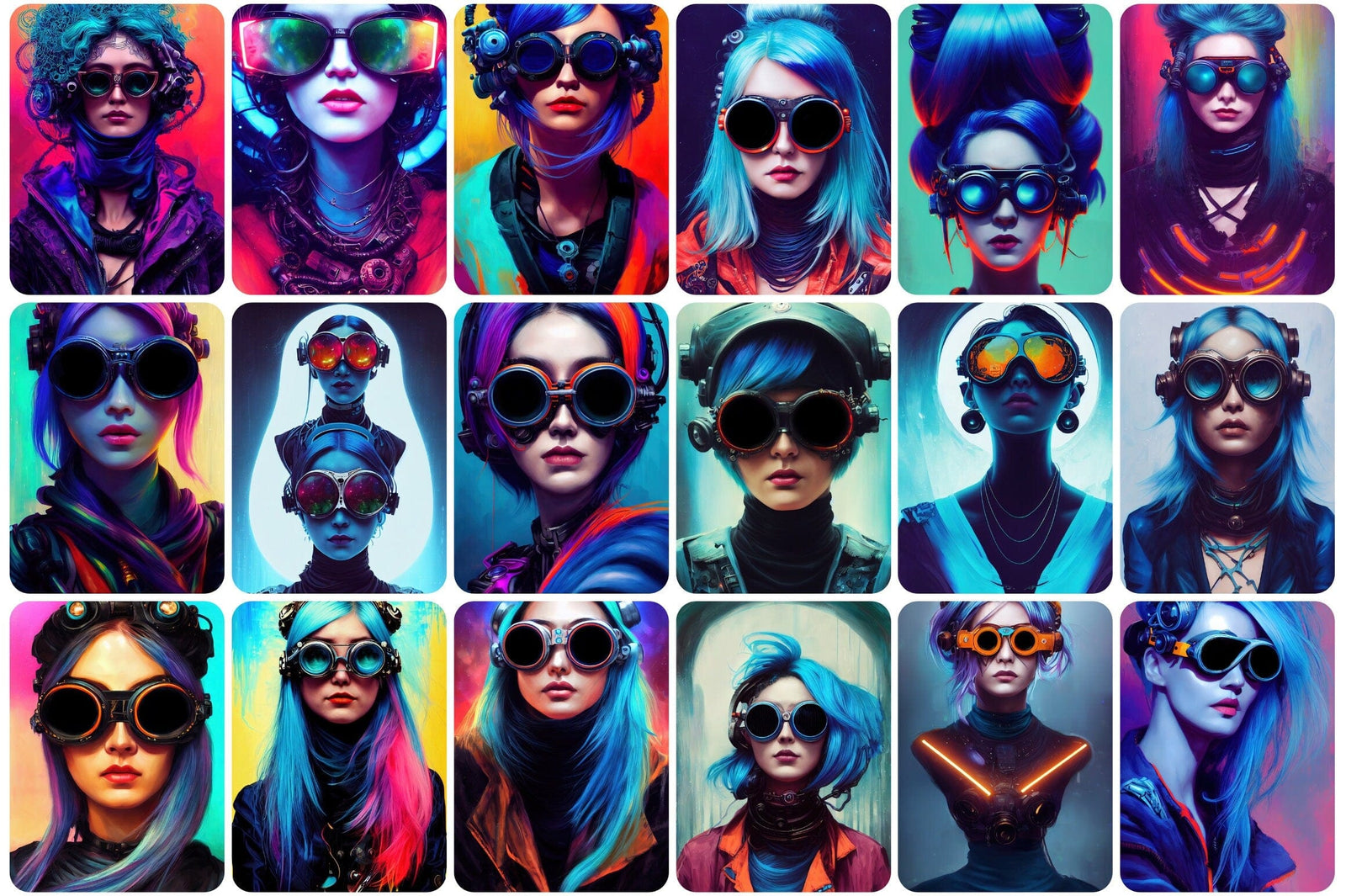 250 Printable Futuristic Cyber Woman Images - Perfect for Graphic Desi