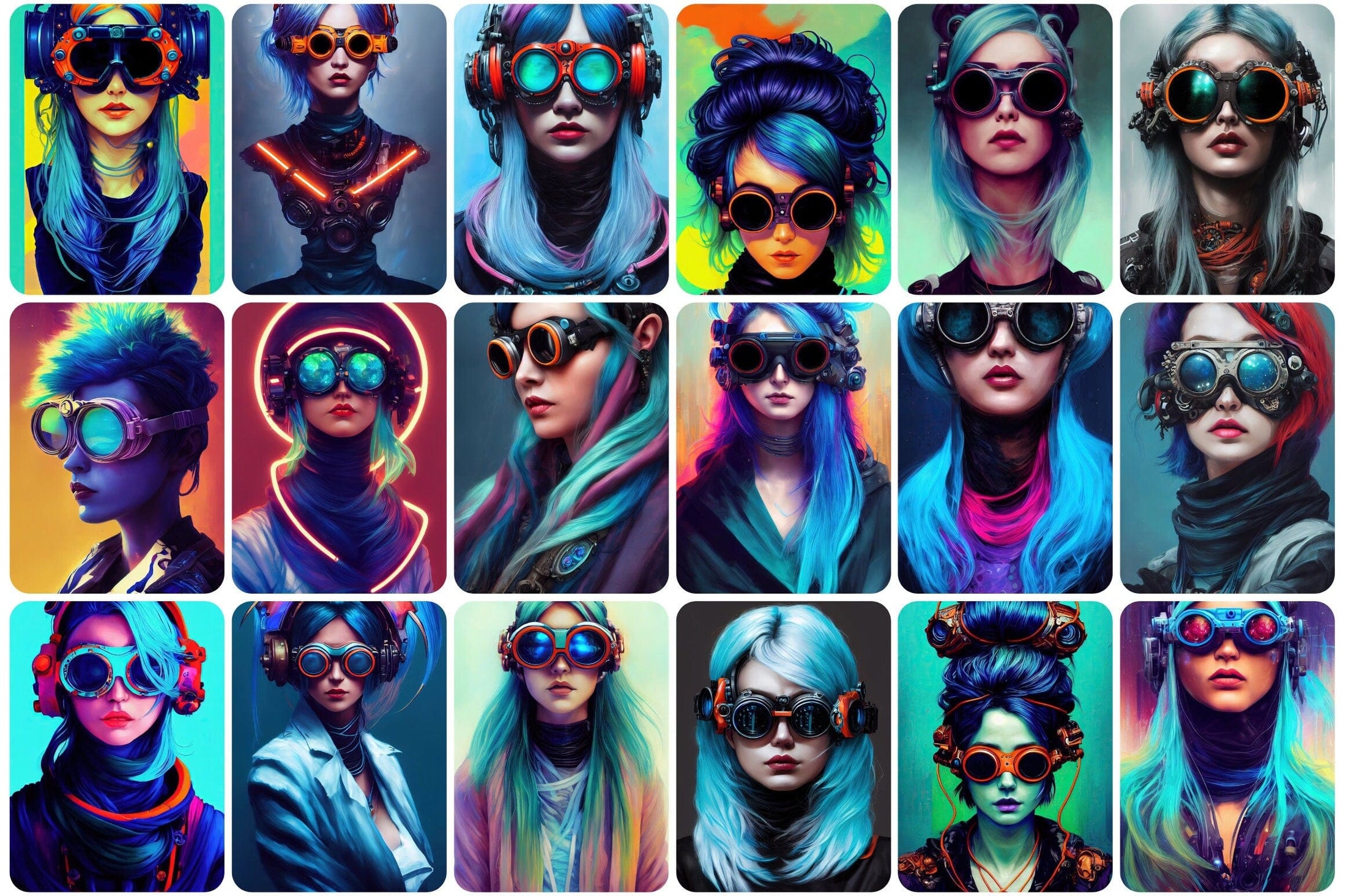 250 Printable Futuristic Cyber Woman Images - Perfect for Graphic Desi