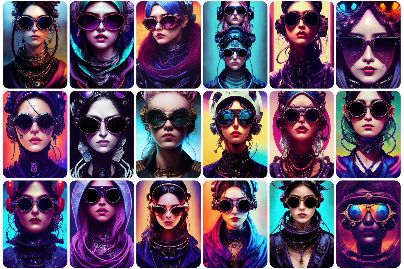 250 Printable Futuristic Cyber Woman Images - Perfect for Graphic Desi