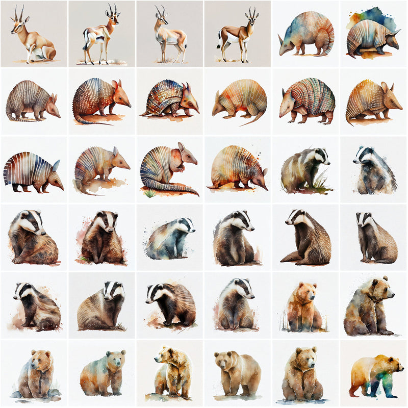 290 Watercolor Animal Images Perfect for DIY Crafts, Projects and Subl