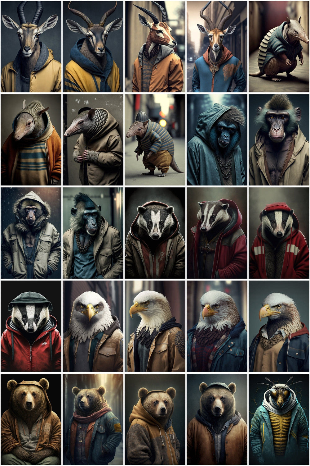 380 Fashion Animals Amazing and Unique, Printable Chic Animals, Design