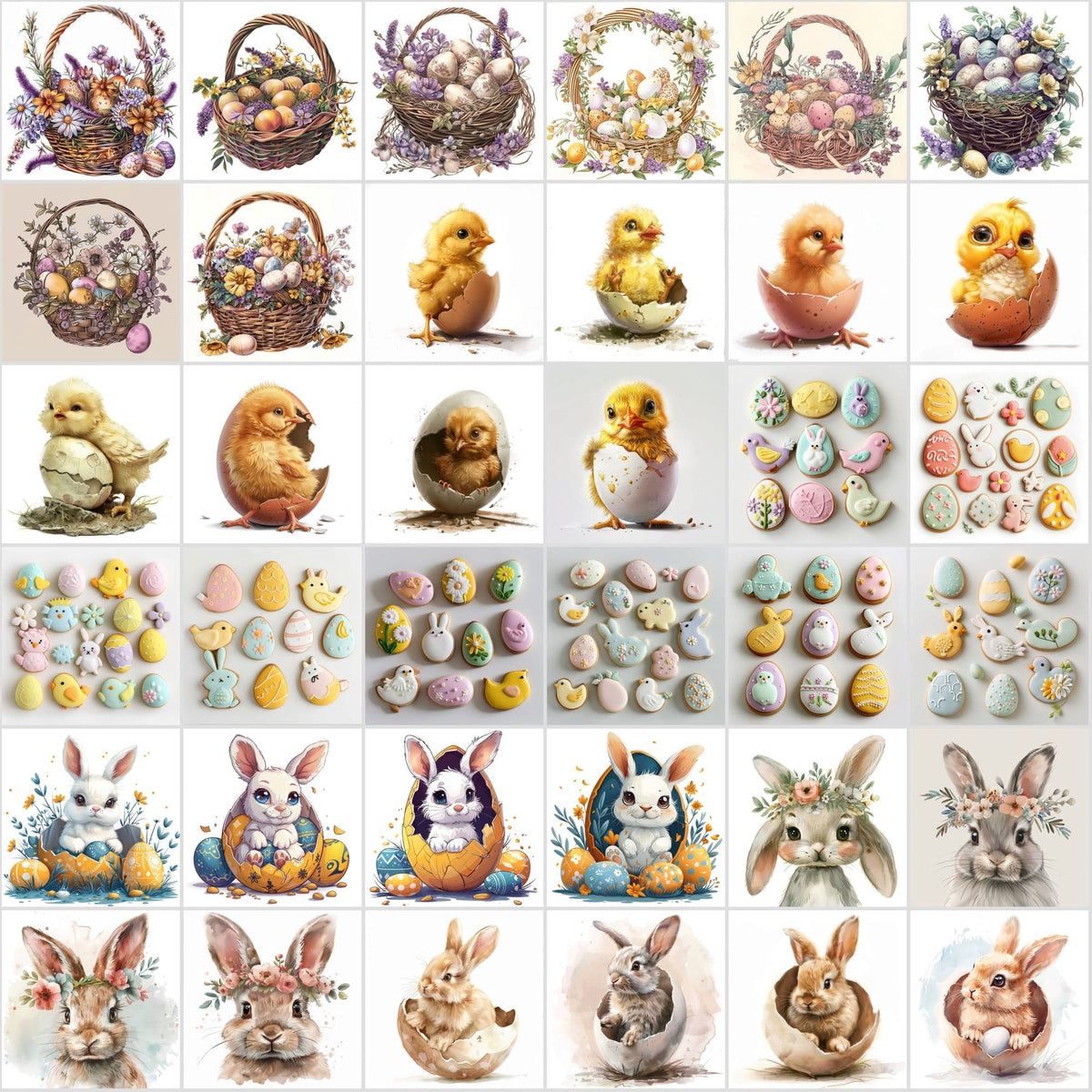 390 High-Resolution Easter Clipart Bundle - Easter Bunny, Egg Hunt Gra