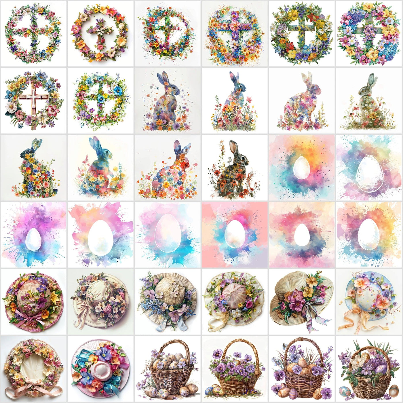 390 High-Resolution Easter Clipart Bundle - Easter Bunny, Egg Hunt Gra