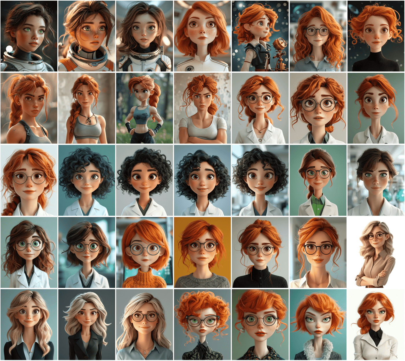 390 Unique 3D Character Images - Diverse Professions - High-Resolution