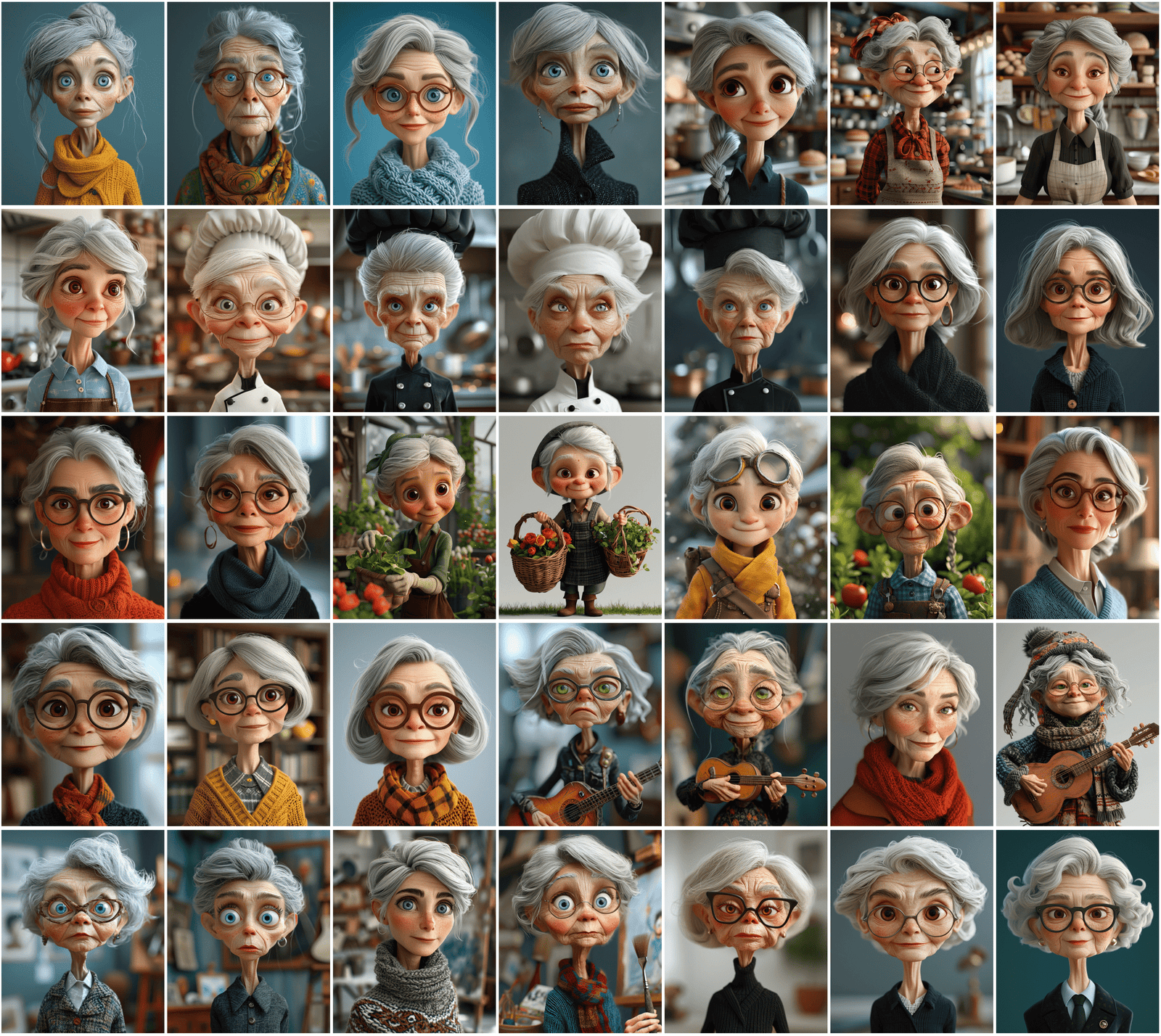 390 Unique 3D Character Images - Diverse Professions - High-Resolution