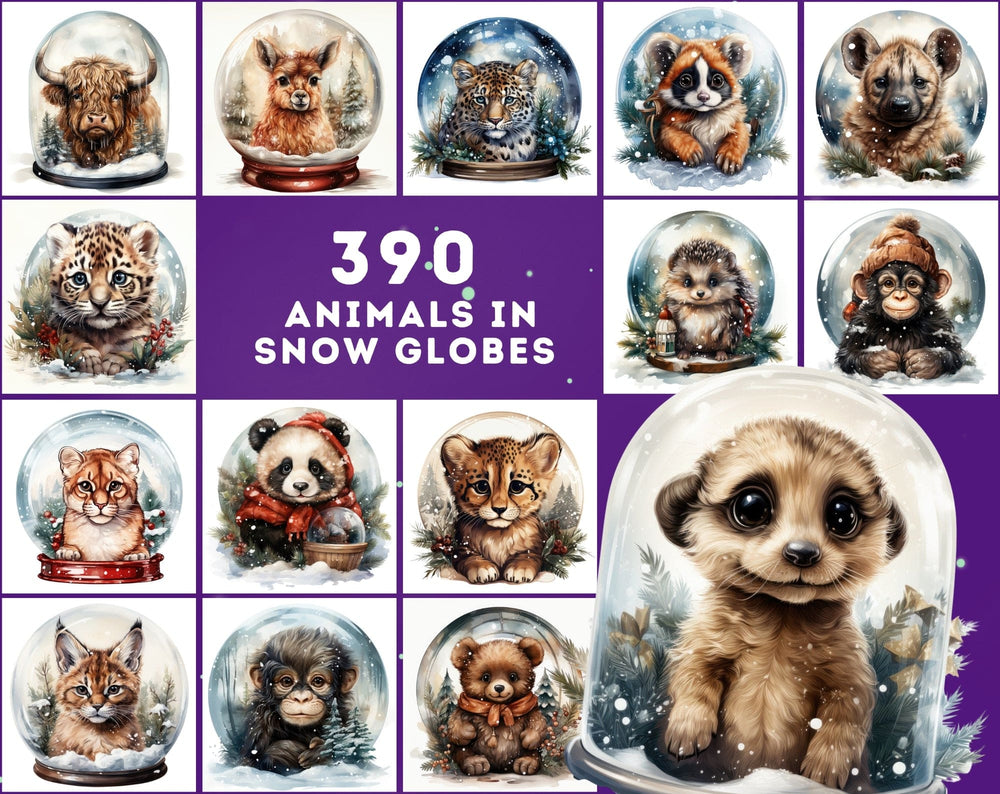 390 Winter Animal Snow Globe PNG Images