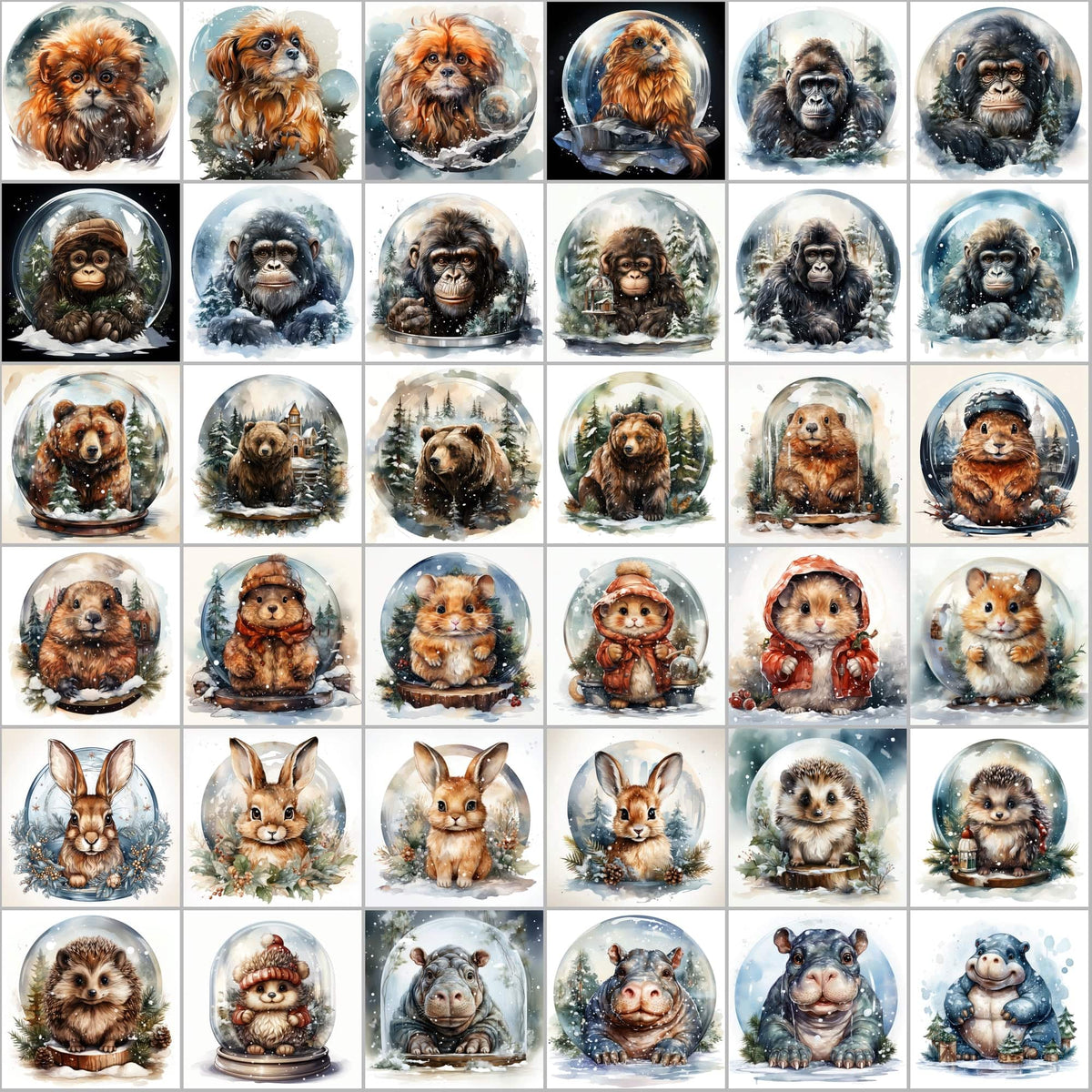 390 Winter Animal Snow Globe PNG Images