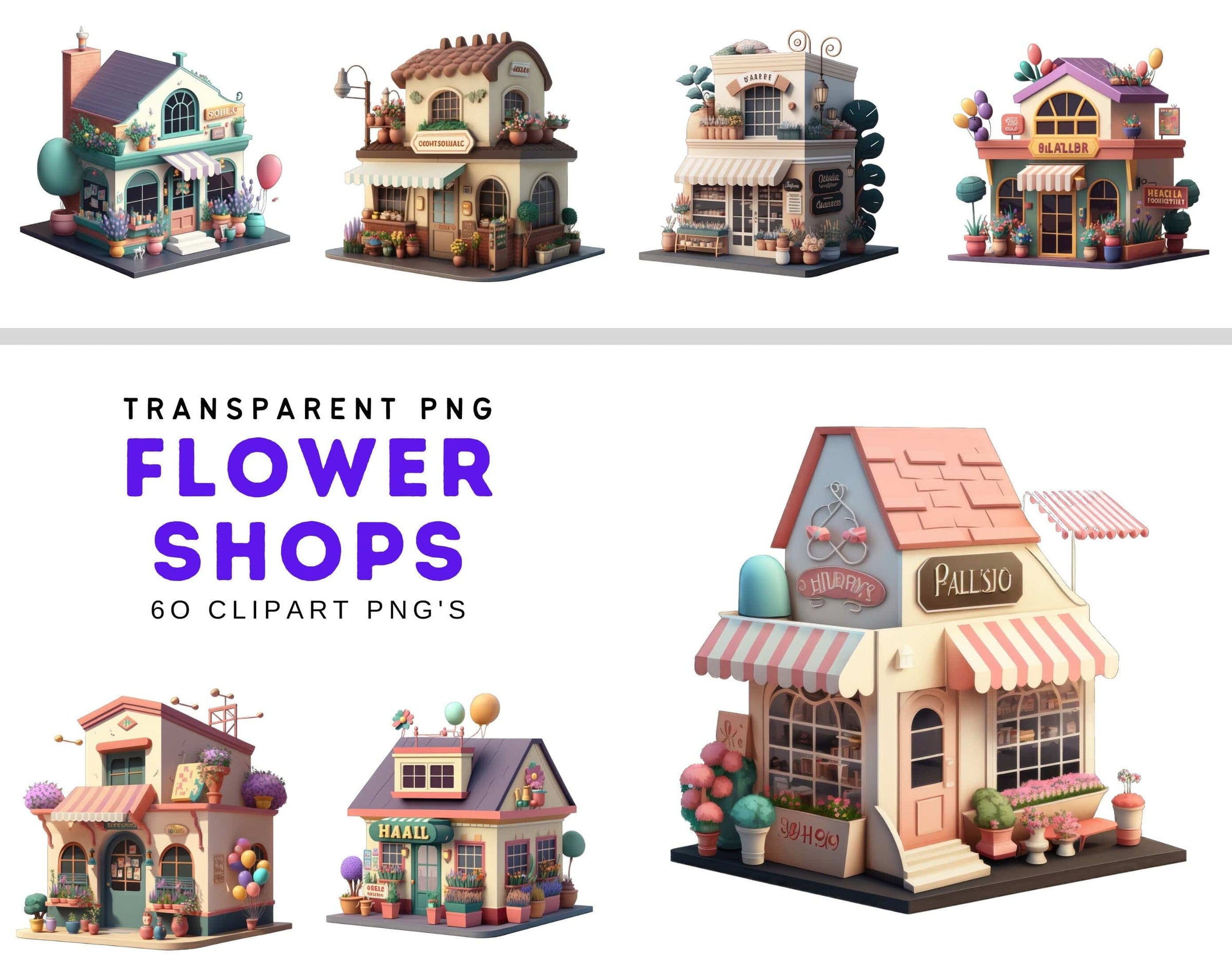 3D Flower Shop Bundle - Realistic and Intricate Designs, Versatile PNG
