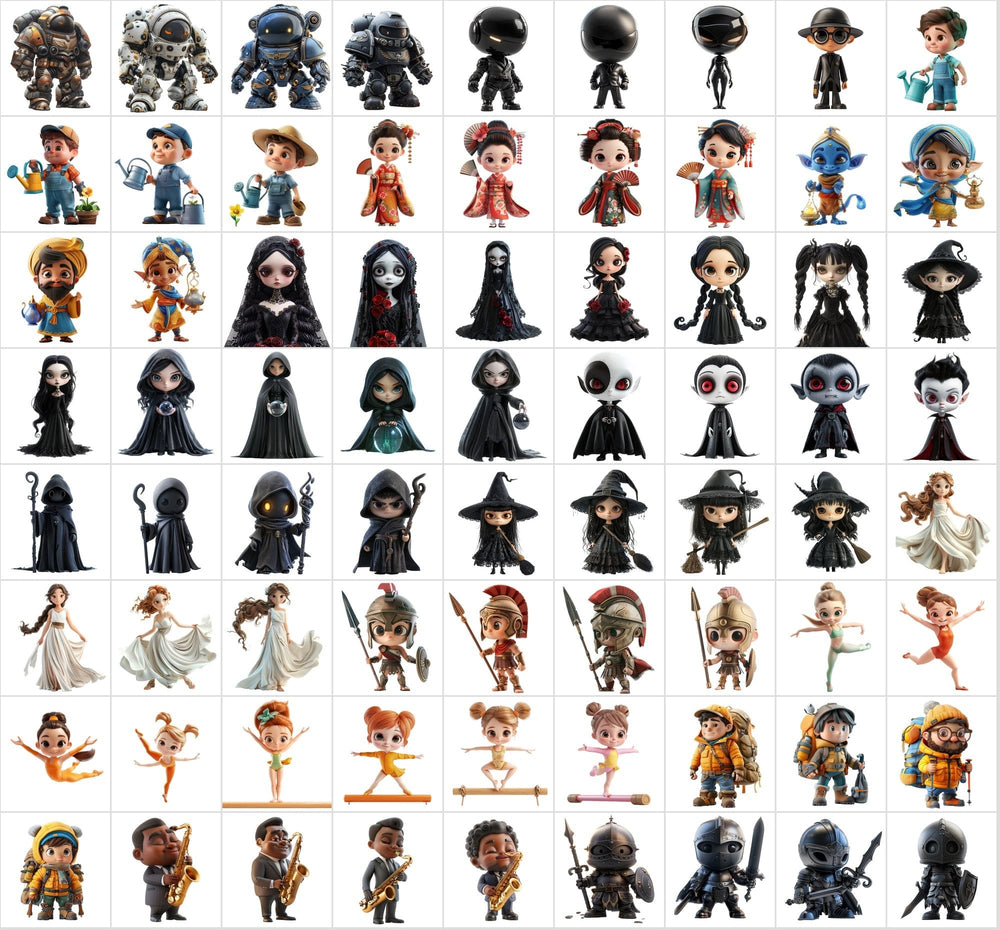 3D Mascot Collection: 790 Transparent Unique Characters