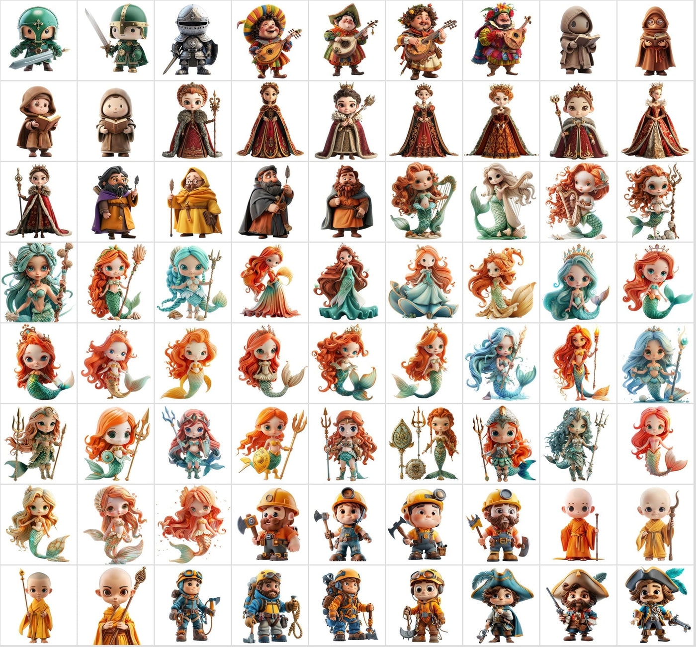 3D Mascot Collection: 790 Transparent Unique Characters