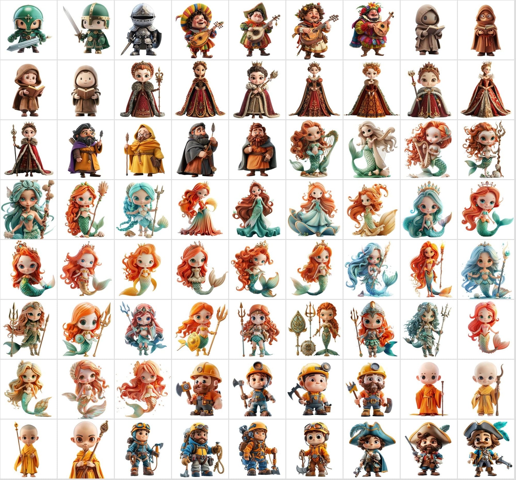 3D Mascot Collection: 790 Transparent Unique Characters