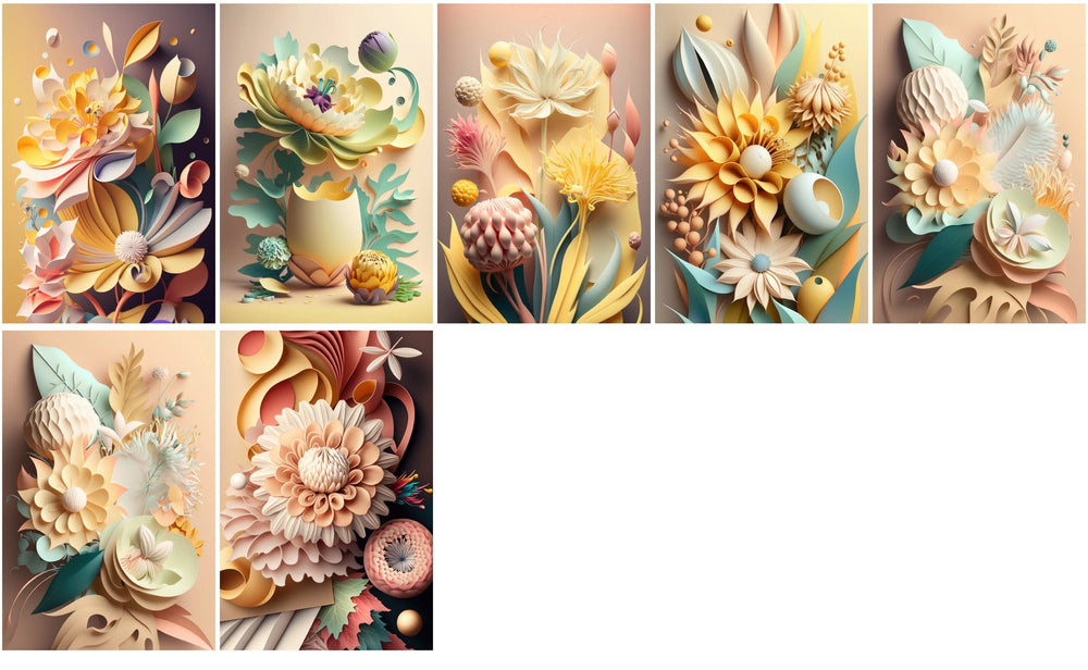3D Pastel Floral Image Bundle, 85 Printable Artworks, Canvas Wall Art,