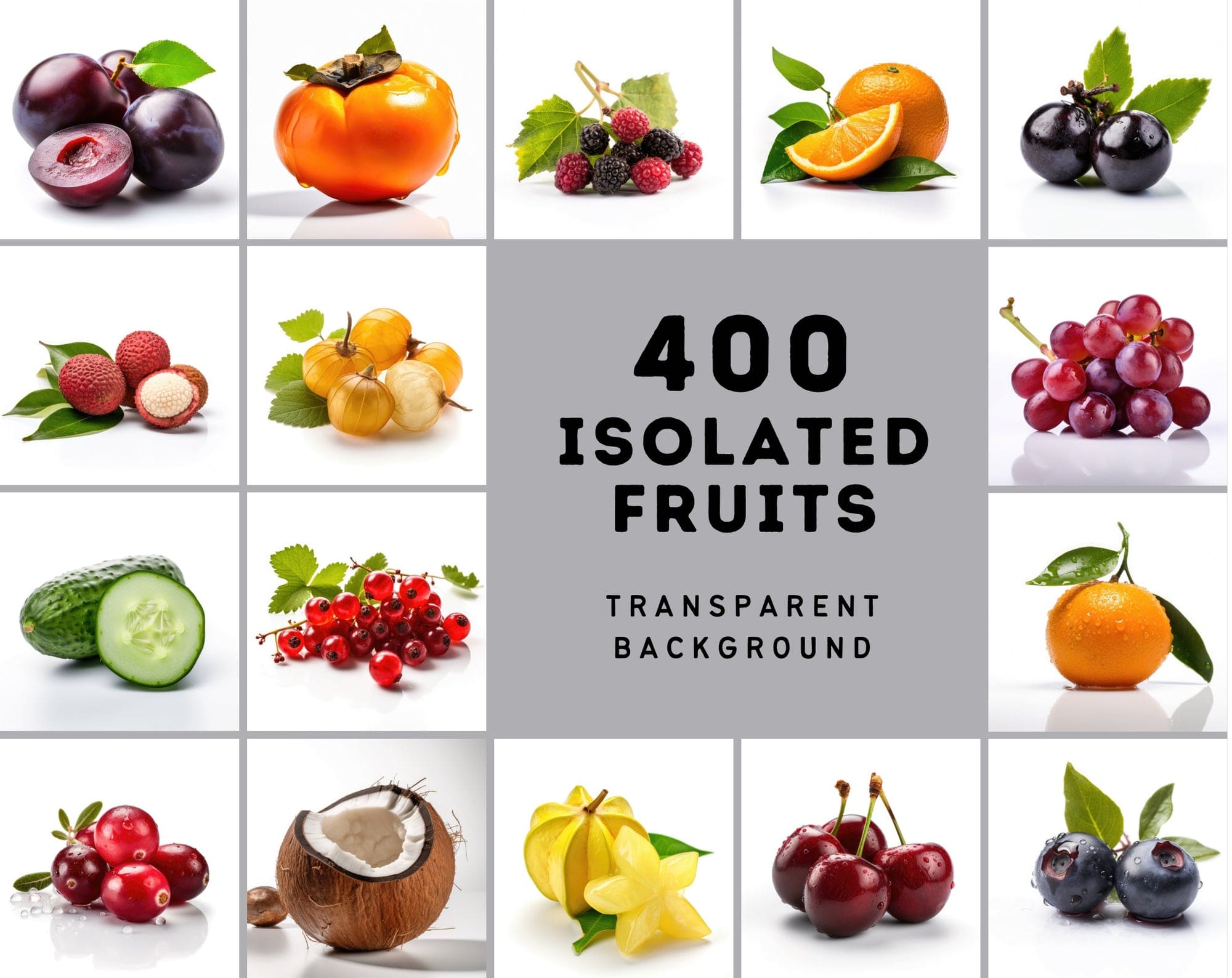 400 Isolated Fruit Photos with Transparent Background