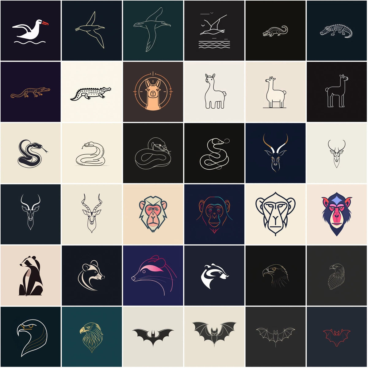 400 Minimal Animal Illustrations | Simple Lineart Designs