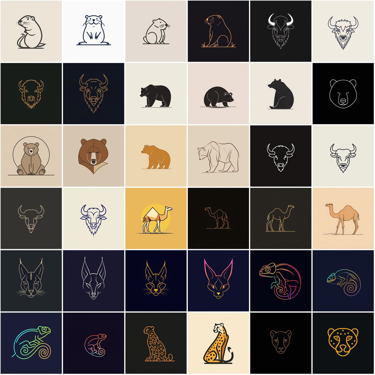 400 Minimal Animal Illustrations | Simple Lineart Designs