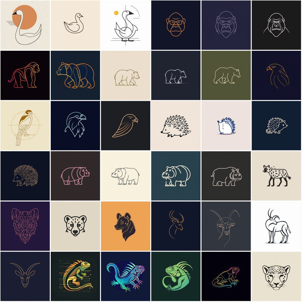 400 Minimal Animal Illustrations | Simple Lineart Designs