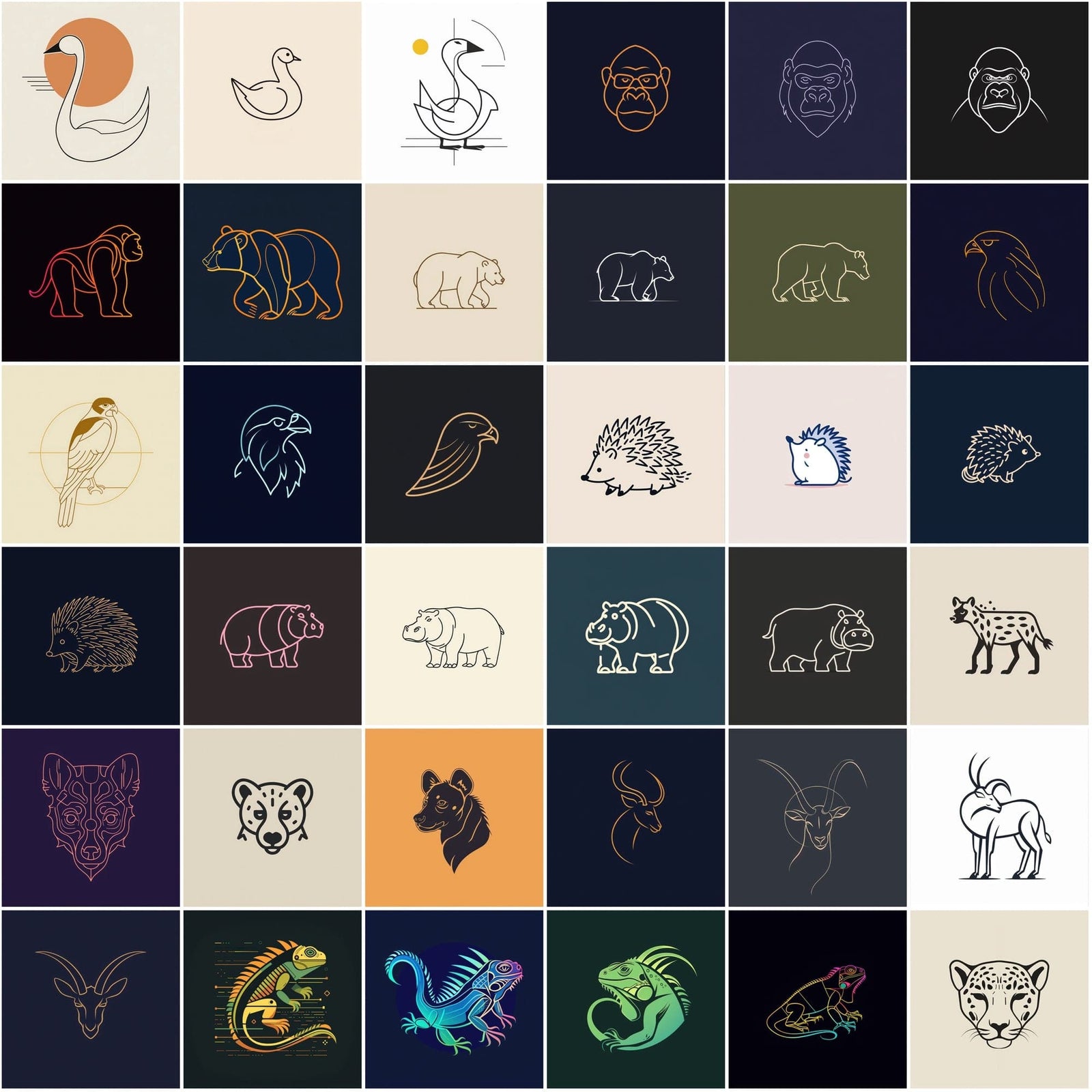 400 Minimal Animal Illustrations | Simple Lineart Designs