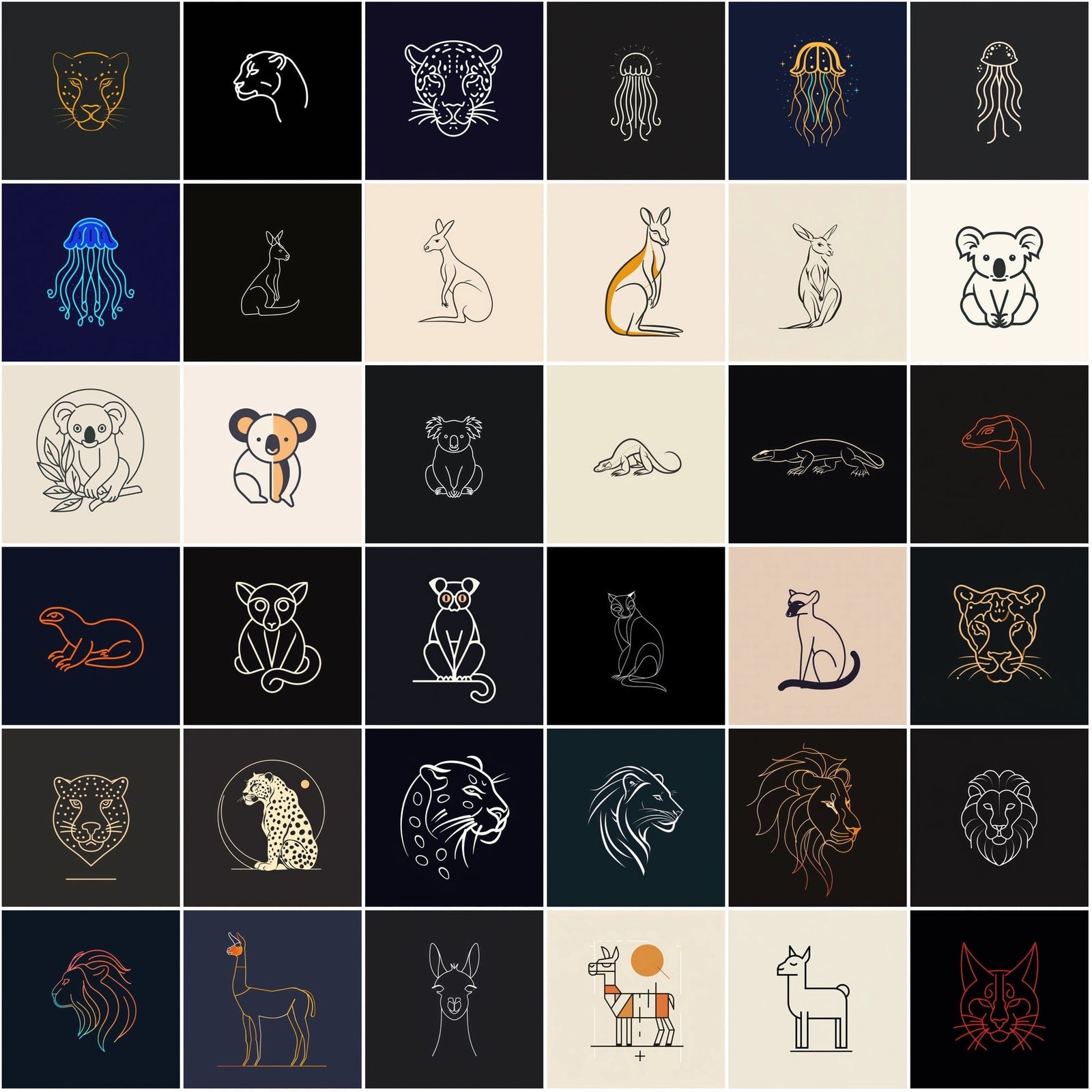 400 Minimal Animal Illustrations | Simple Lineart Designs