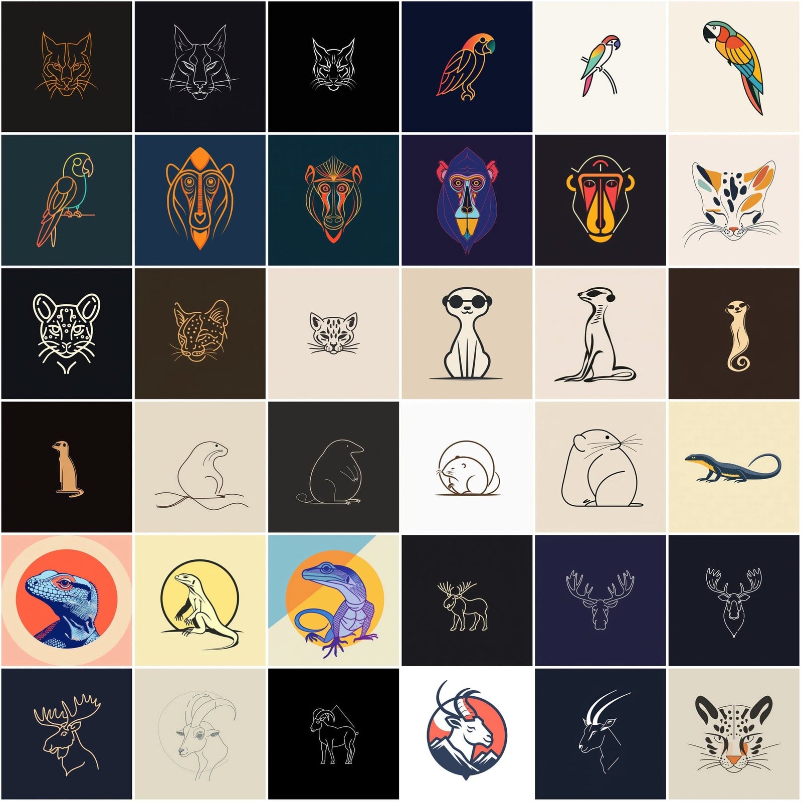 400 Minimal Animal Illustrations | Simple Lineart Designs