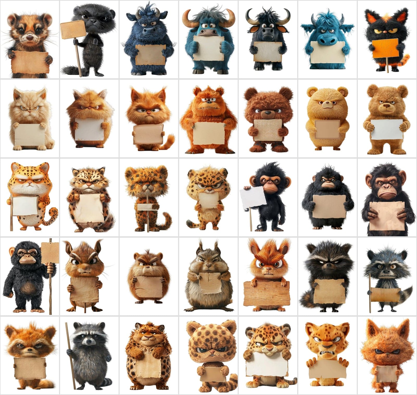 430 Angry, Fluffy Animals with Signs - High-Resolution PNG & JPG Image