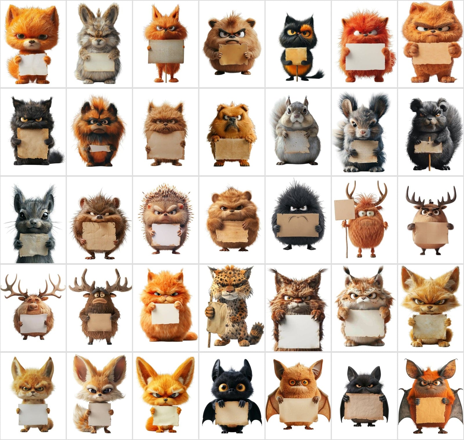 430 Angry, Fluffy Animals with Signs - High-Resolution PNG & JPG Image