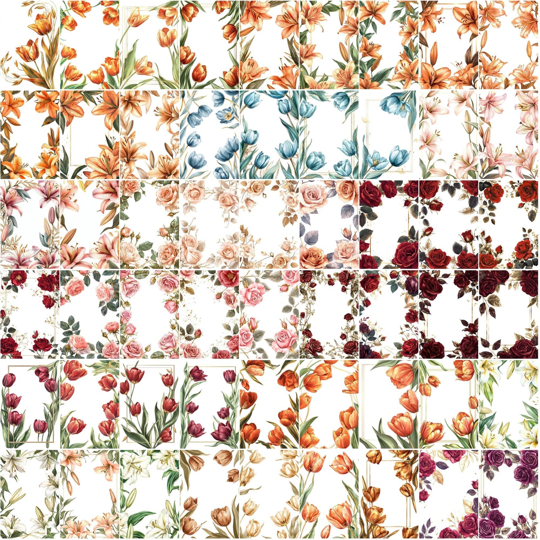 520 High-Resolution Floral Frame Images for Wedding & Postal Cards