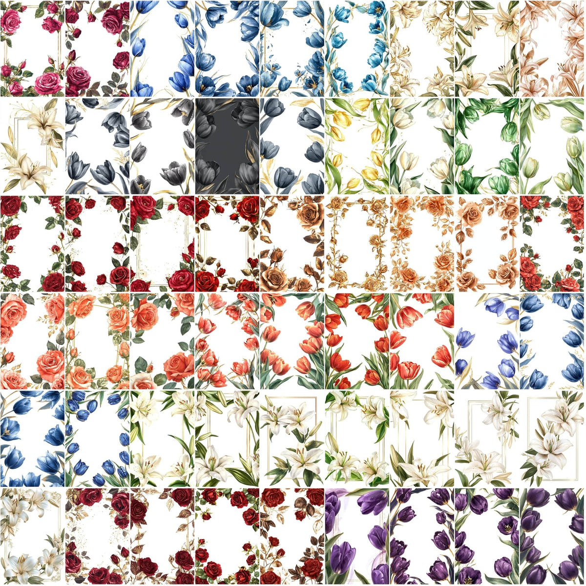 520 High-Resolution Floral Frame Images for Wedding & Postal Cards