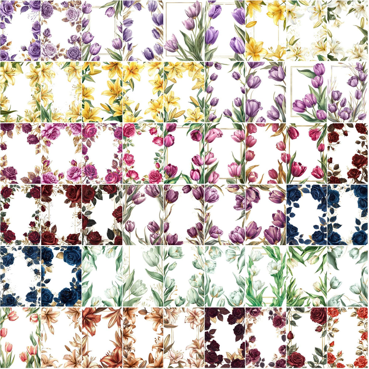 520 High-Resolution Floral Frame Images for Wedding & Postal Cards