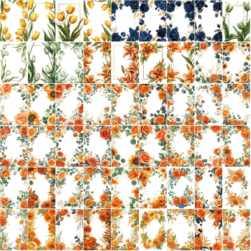 520 High-Resolution Floral Frame Images for Wedding & Postal Cards