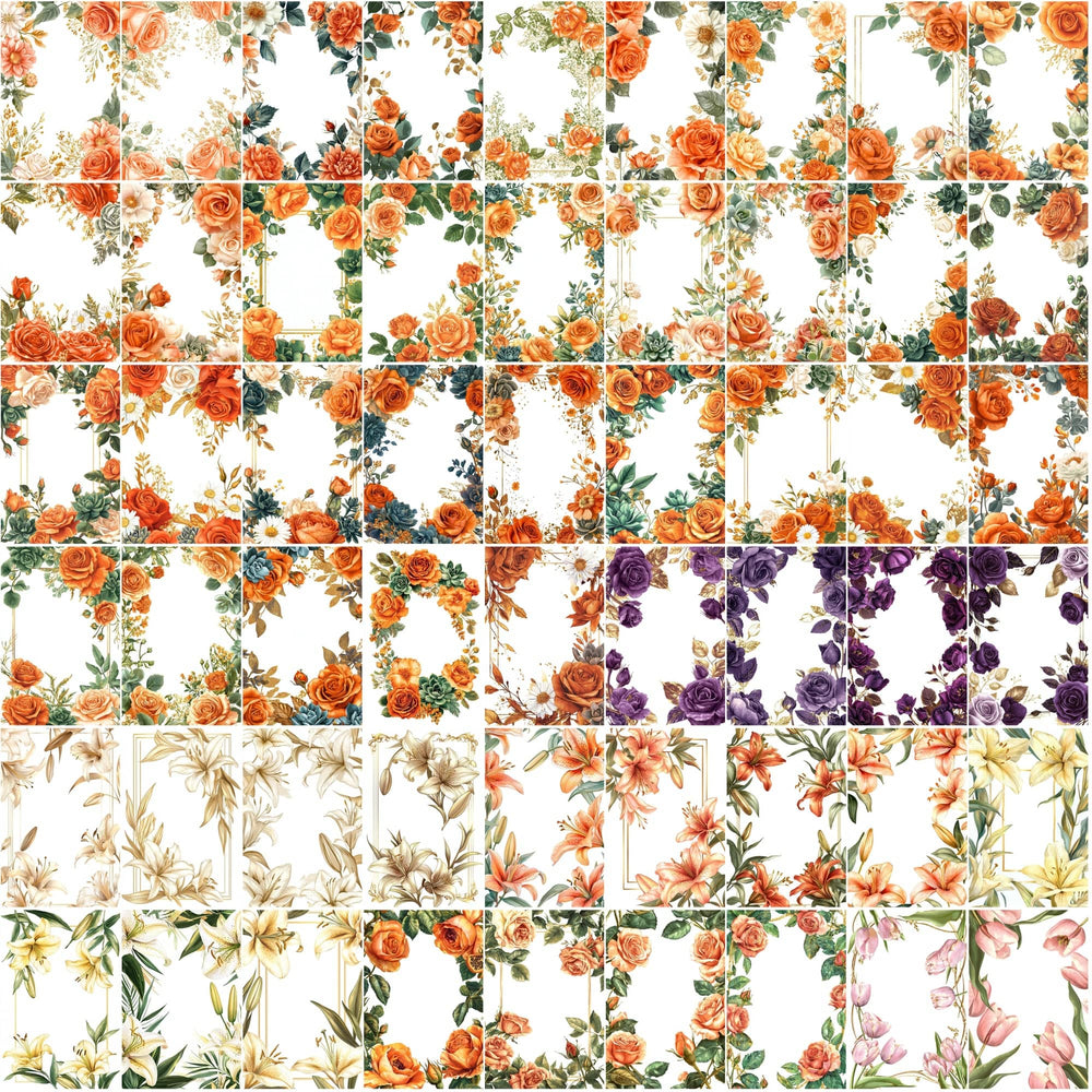 520 High-Resolution Floral Frame Images for Wedding & Postal Cards
