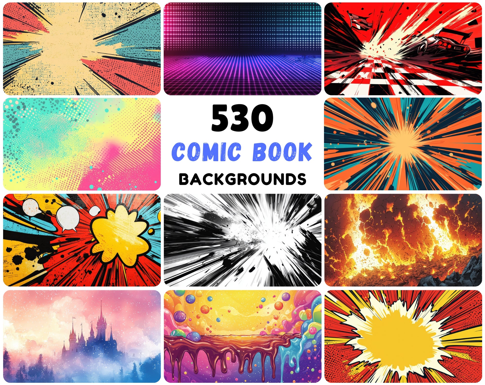 530 Comic Book Backgrounds Bundle