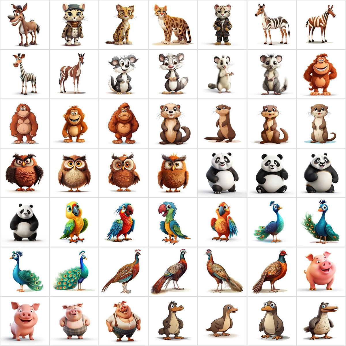 550 Animal Illustration Bundle - High-Resolution JPG & PNG, Commercial