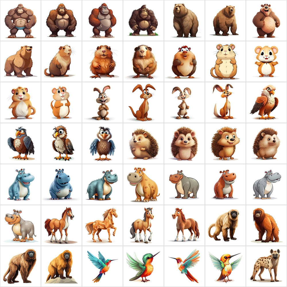 550 Animal Illustration Bundle - High-Resolution JPG & PNG, Commercial