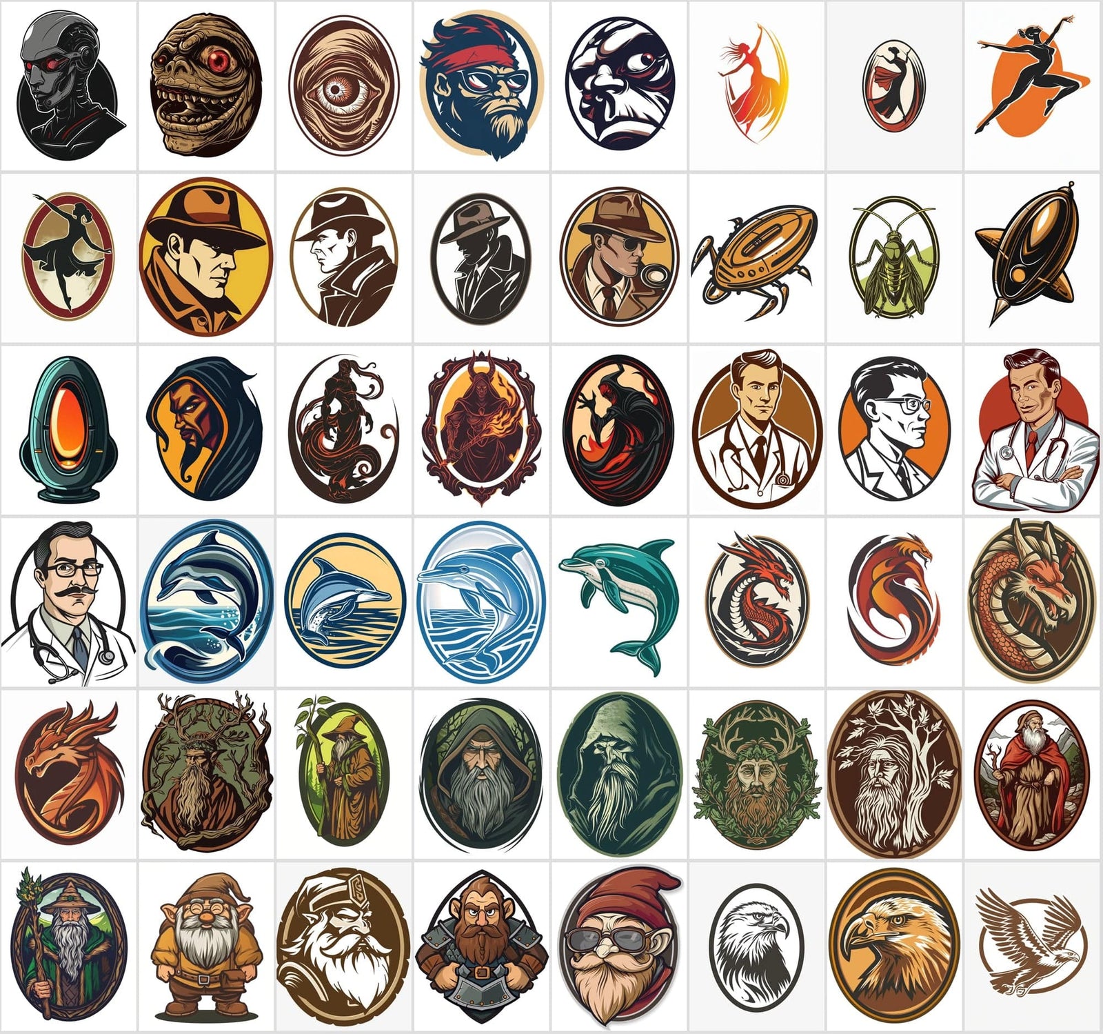 550 Unique Character Medallion JPGs | Commercial License