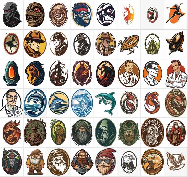 550 Unique Character Medallion JPGs | Commercial License