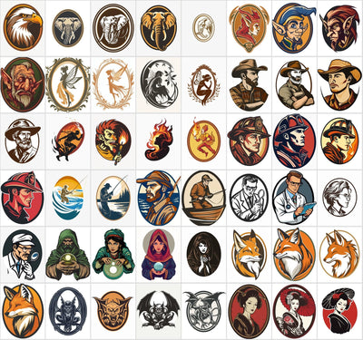 550 Unique Character Medallion JPGs | Commercial License