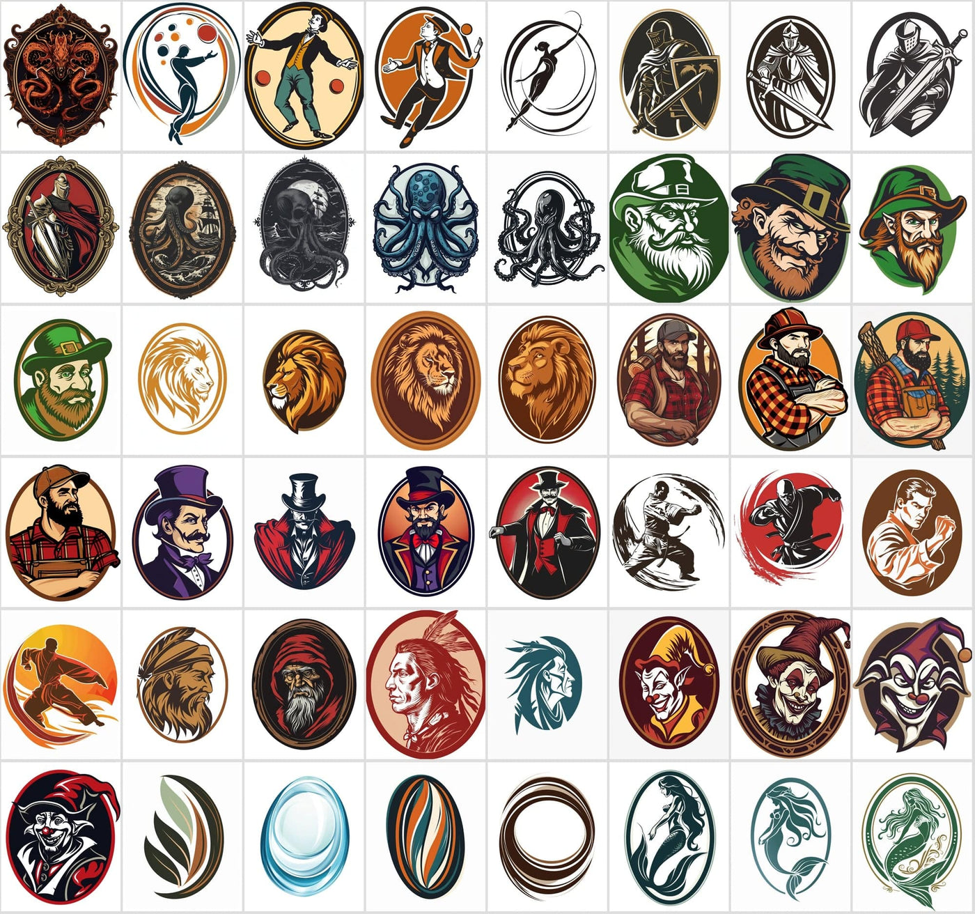 550 Unique Character Medallion JPGs | Commercial License