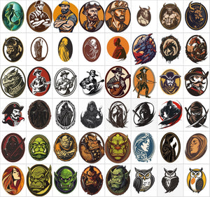 550 Unique Character Medallion JPGs | Commercial License