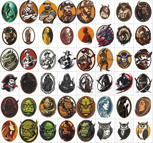 550 Unique Character Medallion JPGs | Commercial License