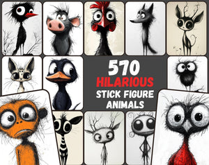 570 Hilarious Stick Figure Animal Illustrations