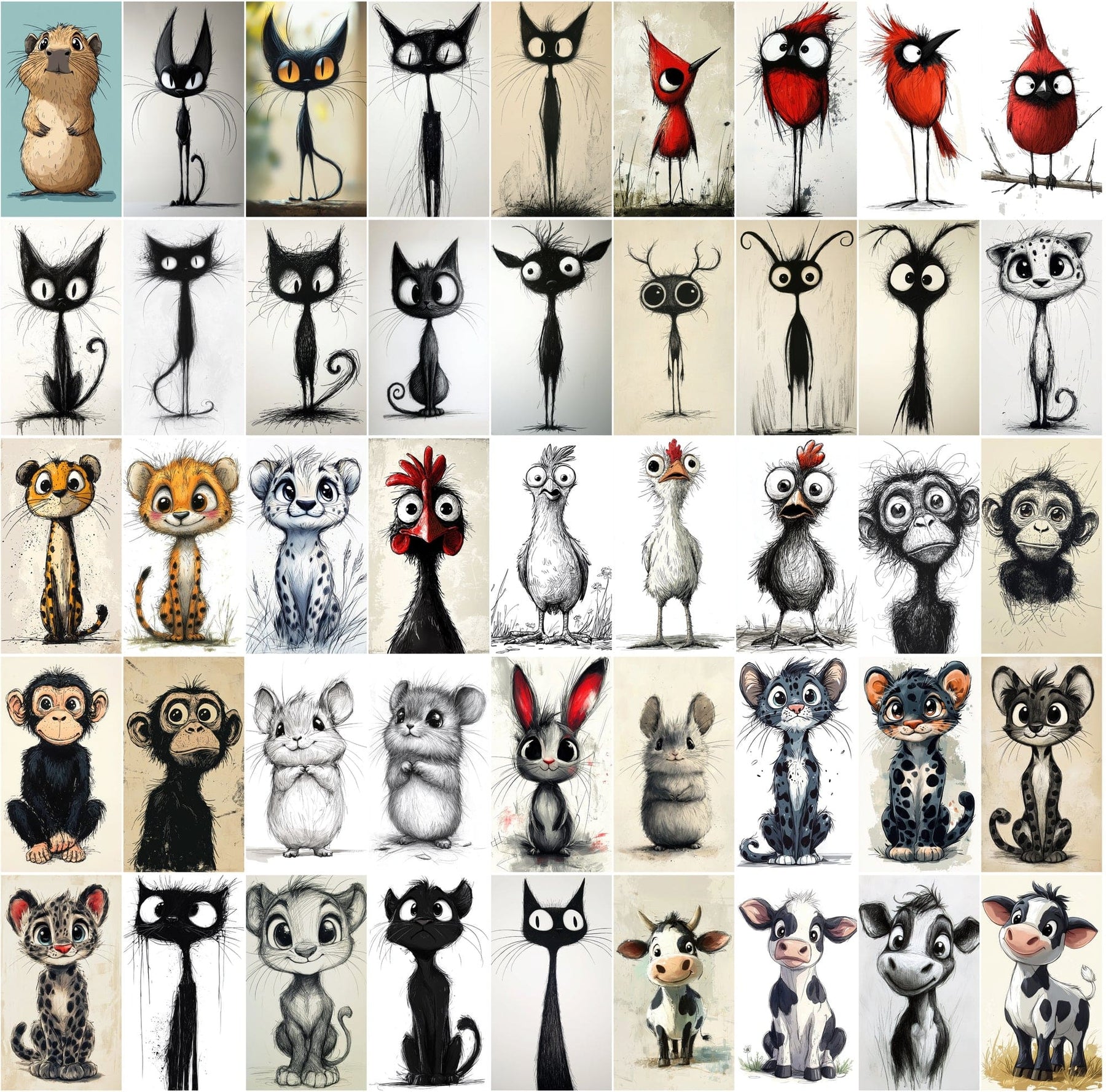 570 Hilarious Stick Figure Animal Illustrations