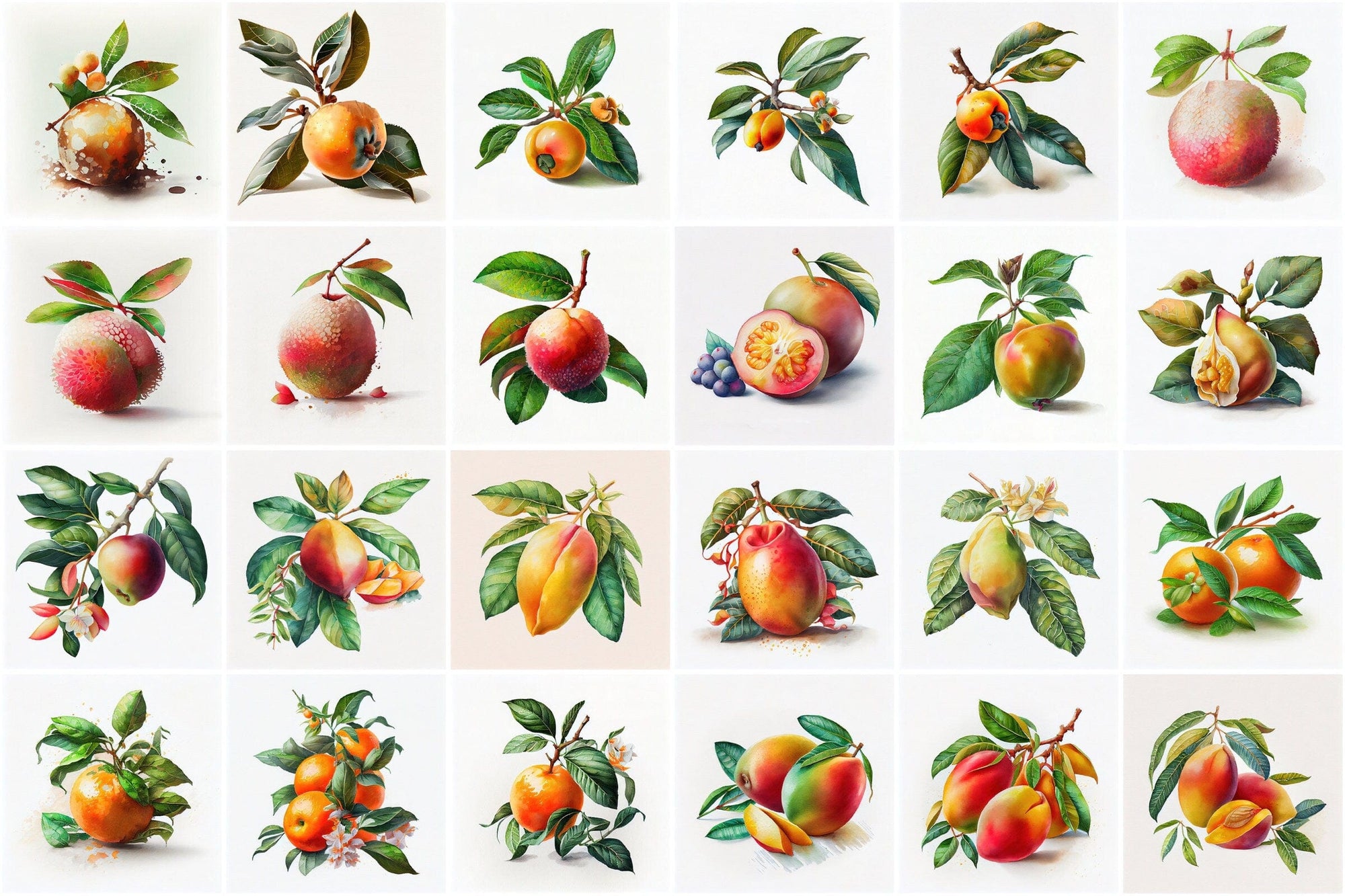 570 Vibrant Watercolor Fruits and Vegetables Bundle for Commercial Use